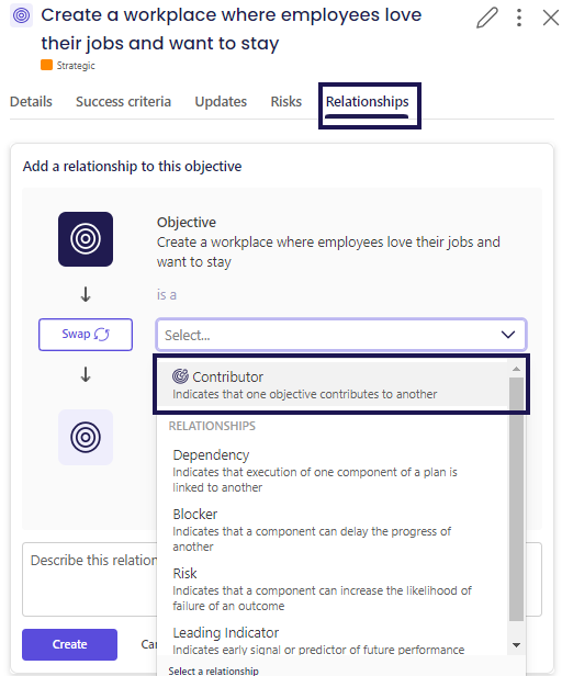 Add Contributing Objectives to your Objectives