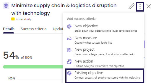 Add Contributing Objectives to your Objectives