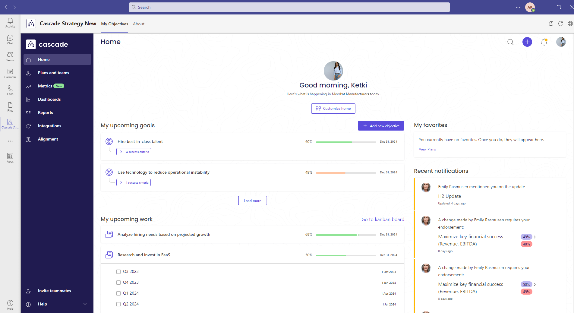 Integrate Microsoft Teams with Cascade