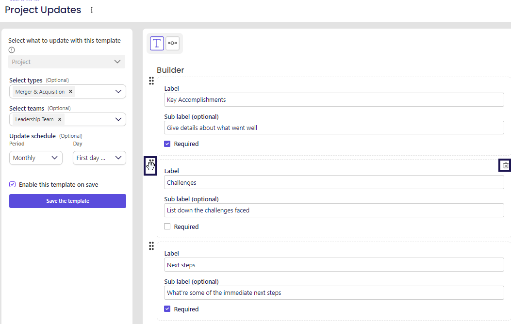Create Custom Update Templates for Goals and Teams