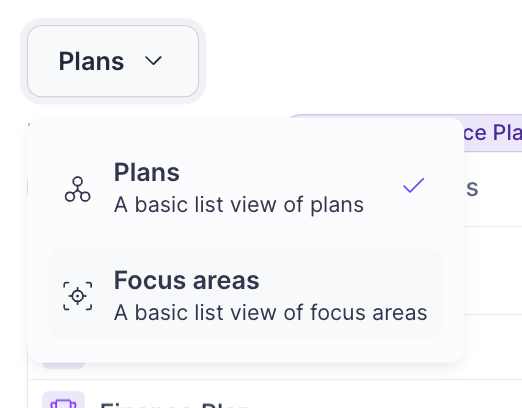 Plan/Focus Area Health Table