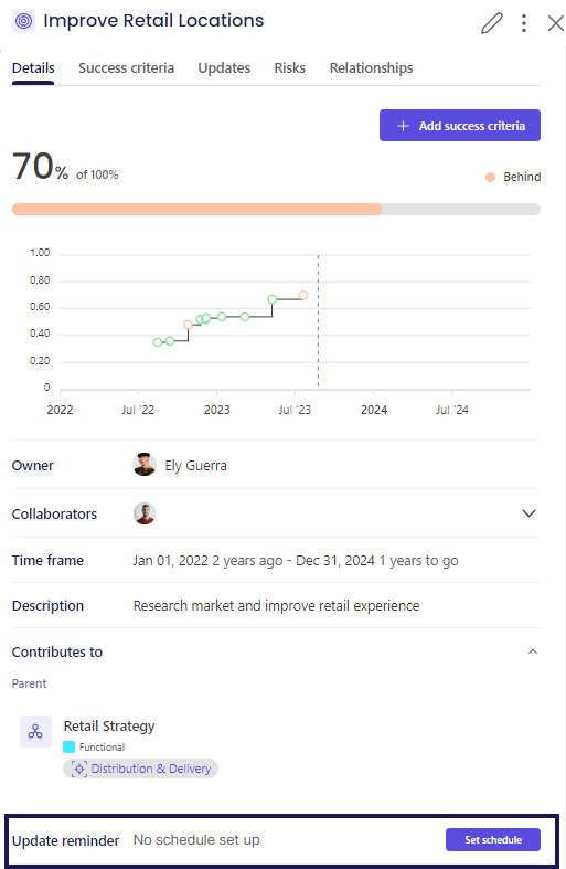 Set-up Reminders for Goal Updates