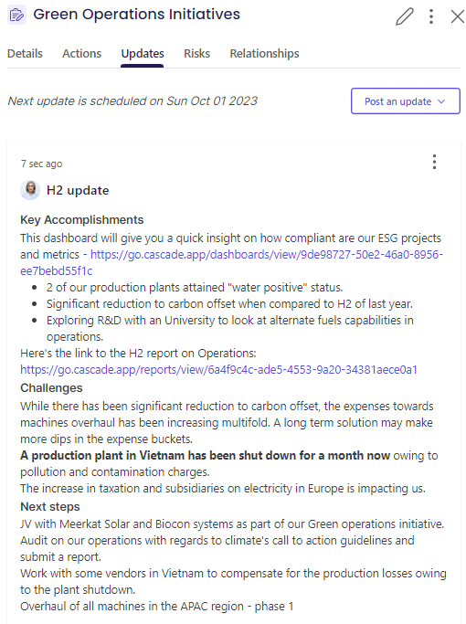 Create Custom Update Templates for Goals and Teams